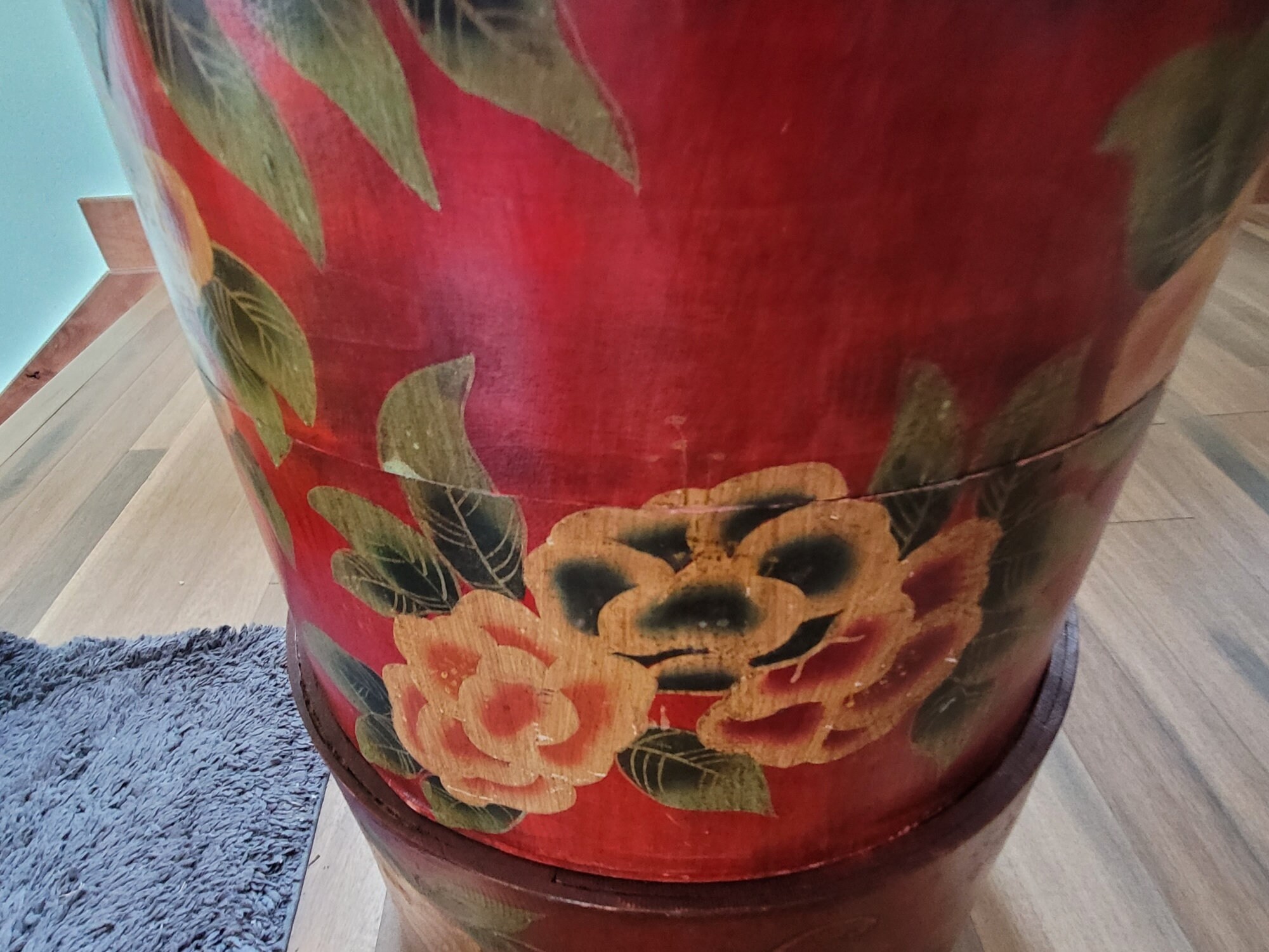 Chinese Wooden Painted Hat Box - Etsy