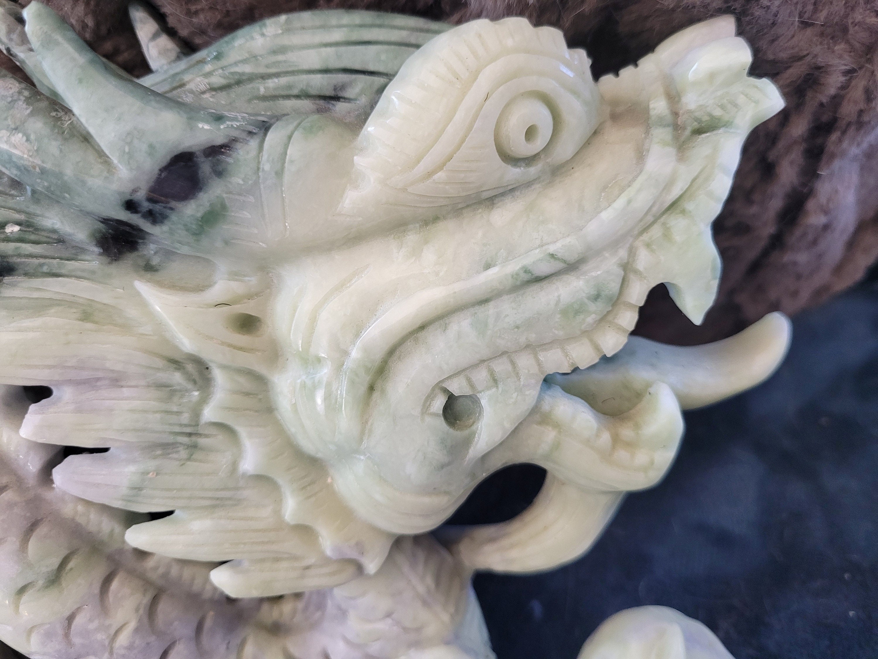 Vintage Jade Dragon Sculpture - Etsy