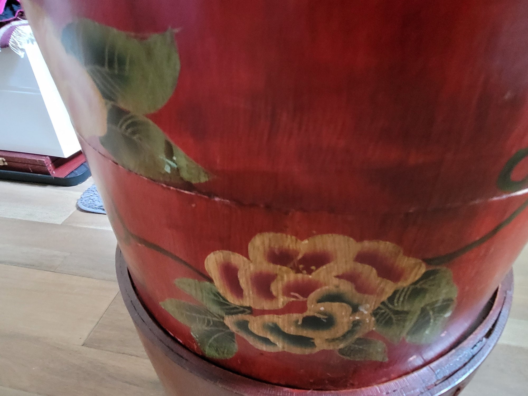 Chinese Wooden Painted Hat Box - Etsy