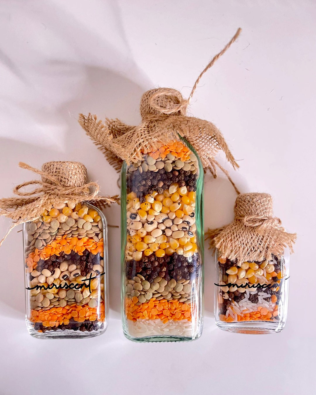 Traditional Romanian Glass Bottle Decoration With Dry Seeds, Grains and ...