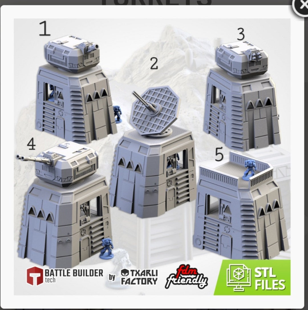 War Gaming Battle Tech Modular Defence Turrets by Txarli Factory - Etsy
