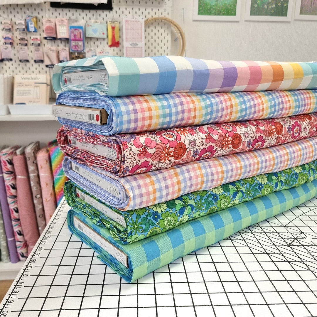 The Crafty Pie Rainbow Gingham & Flower Child Fabrics - 100% Viscose ...