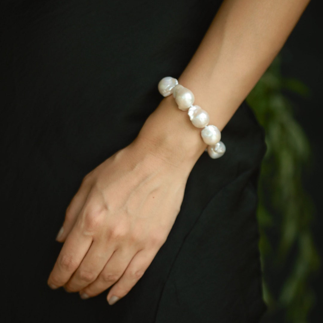 Large Baroque Pearl Bracelet, Statement Bracelet, Bridal Bracelet ...