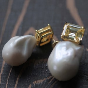 Natural Freshwater Baroque Pearl Drop Earring, Large White Fireball ...