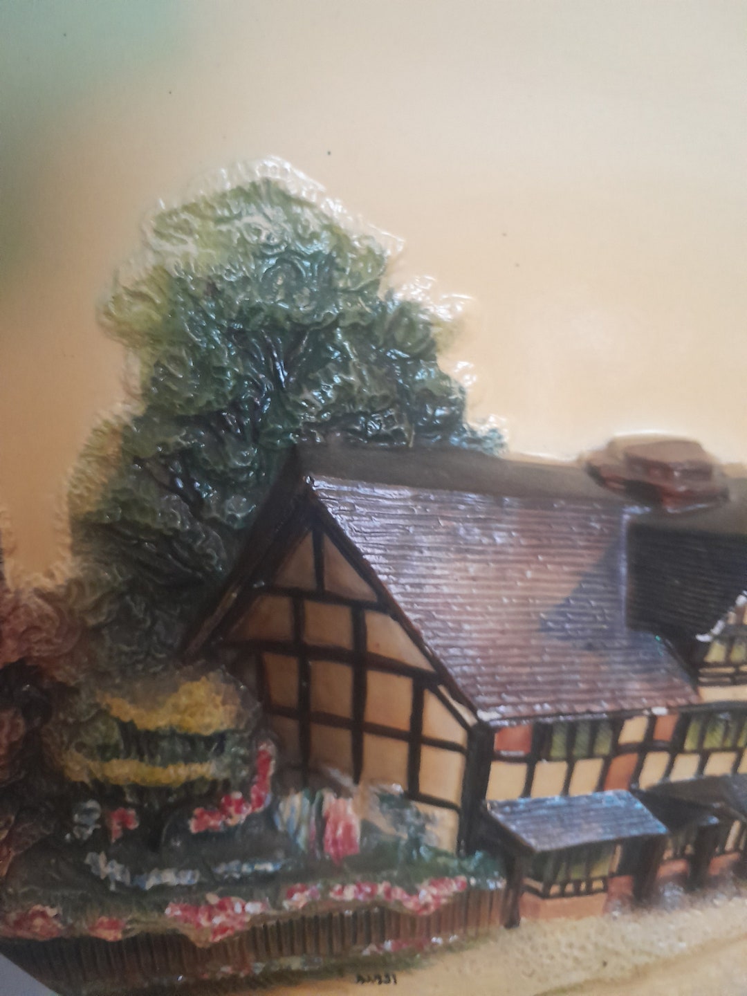 Hand Painted Mid Century Raised Plaque Stratford-upon-avon W.H Bossons ...