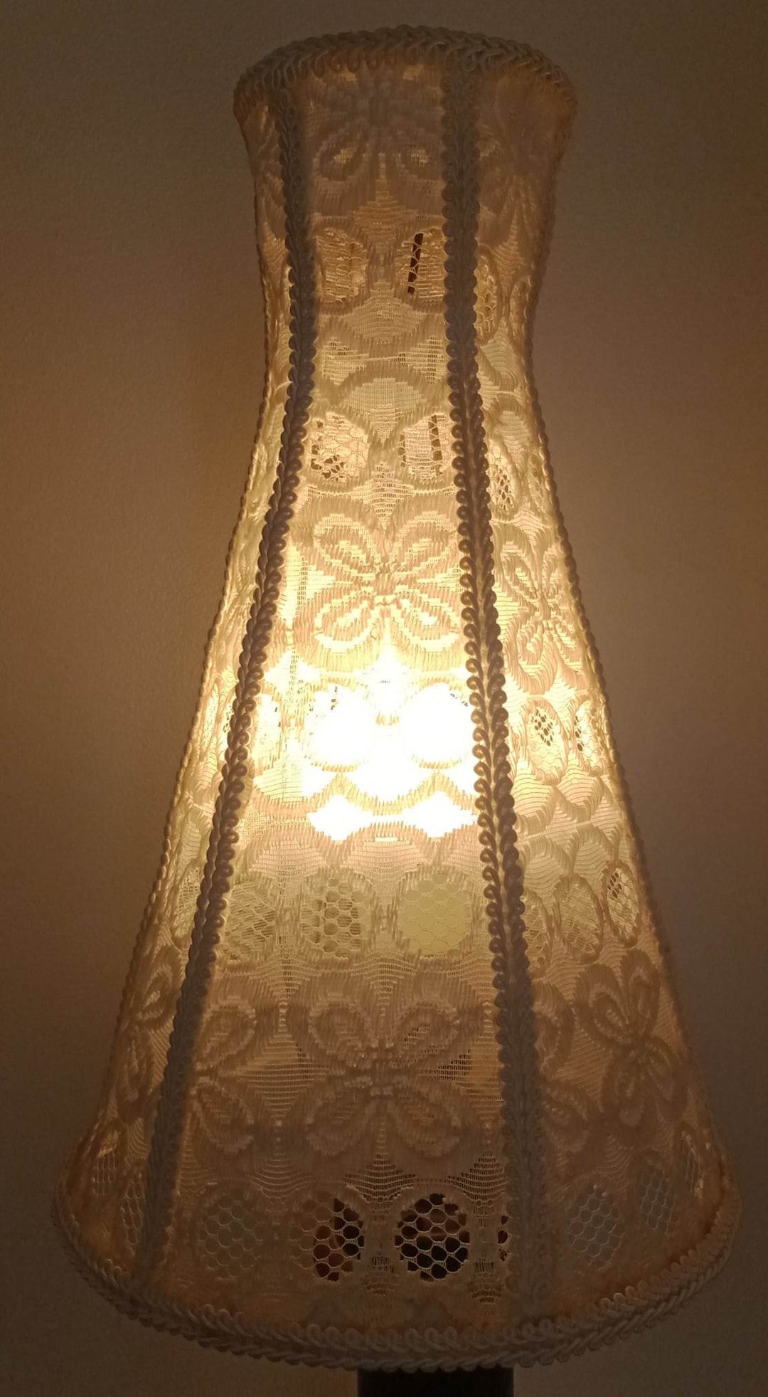 Mid Century Hand Made Shade Funky Floral Lace W Rik Rak Seams as New - Etsy