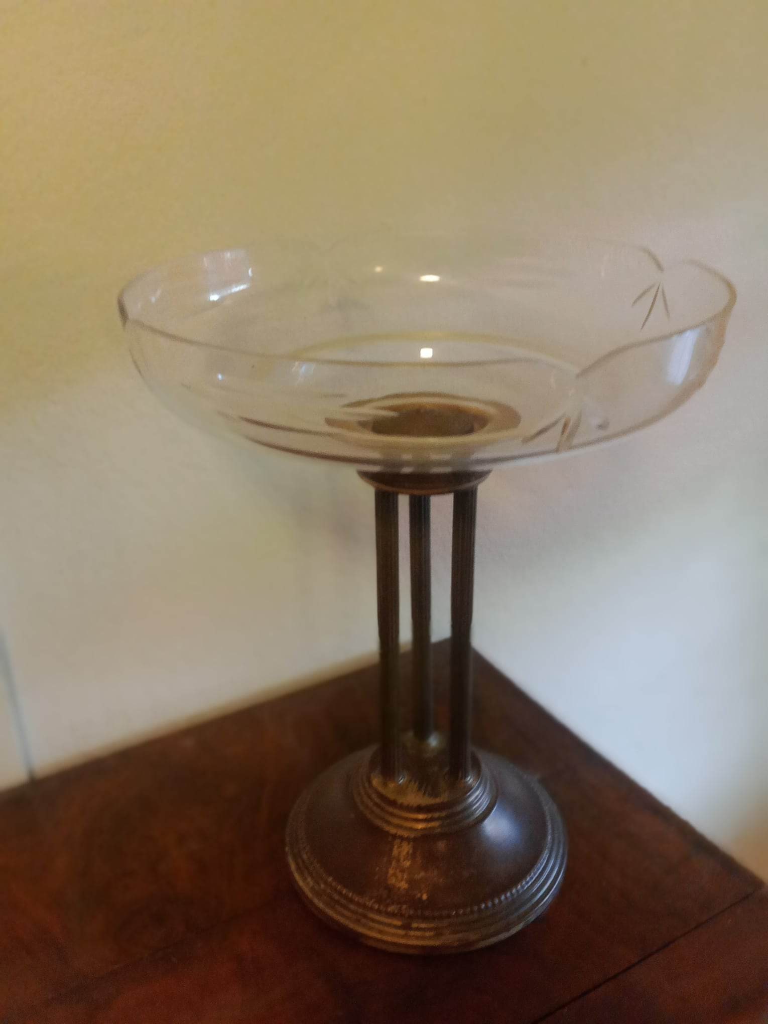 Stunning Art Deco Centerpiece/tazza W Etched Glass Bowl on Bronze ...