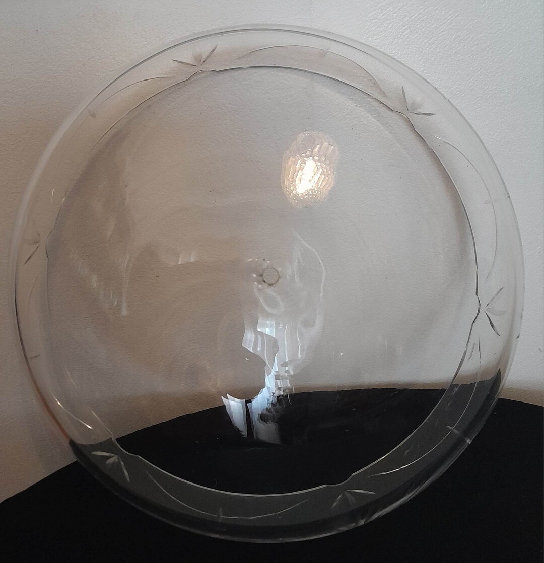 1940s Art Deco Etched Glass Wall Light Cover Replacement Hole Center ...