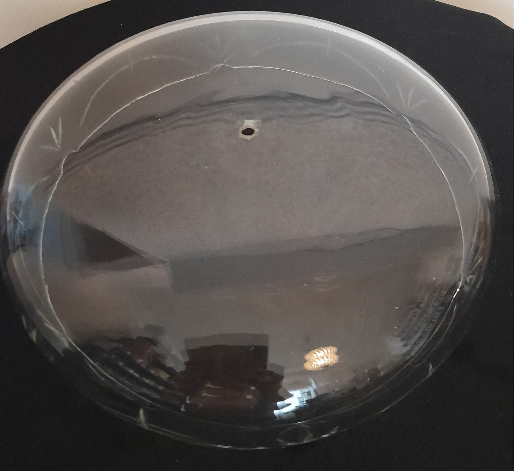 1940s Art Deco Etched Glass Wall Light Cover Replacement Hole Center ...