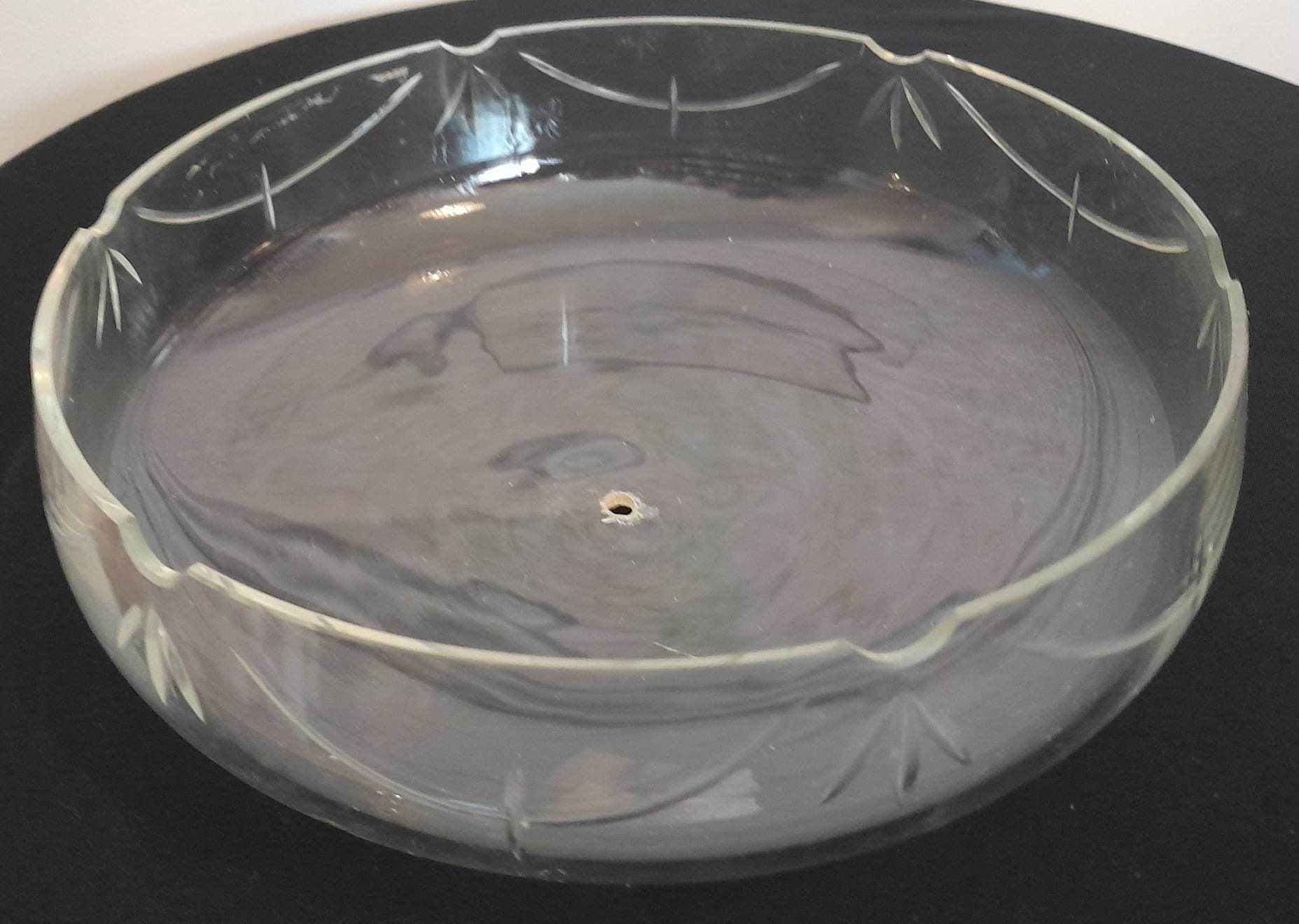 1940s Art Deco Etched Glass Wall Light Cover Replacement Hole Center ...