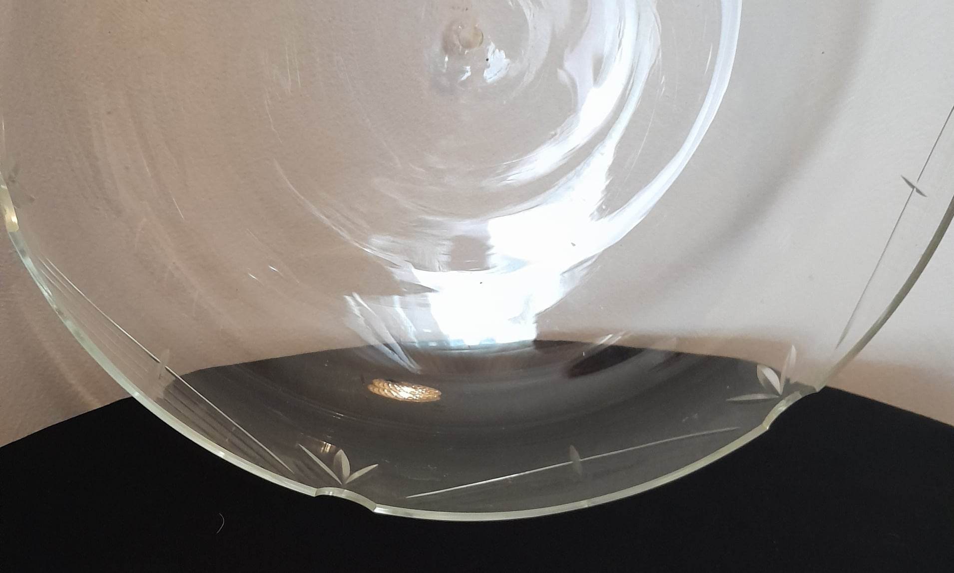 1940s Art Deco Etched Glass Wall Light Cover Replacement Hole Center ...