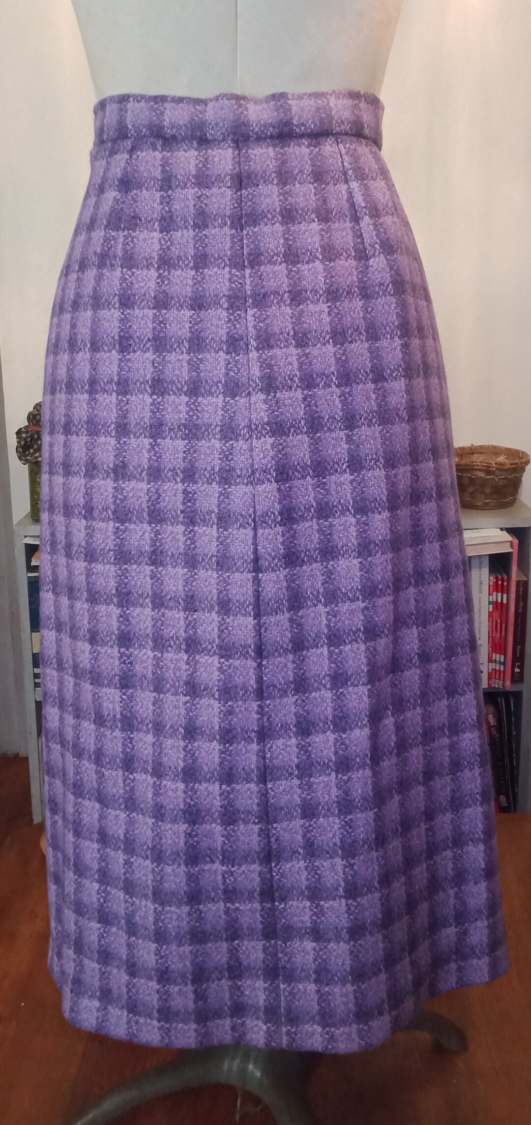 Authentic 60s Woolen Skirt-handmade-purple Check-lined Size 12/M - Etsy