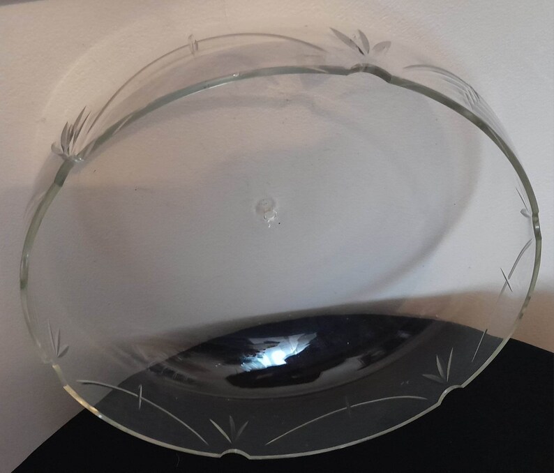 1940s Art Deco Etched Glass Wall Light Cover Replacement Hole Center ...