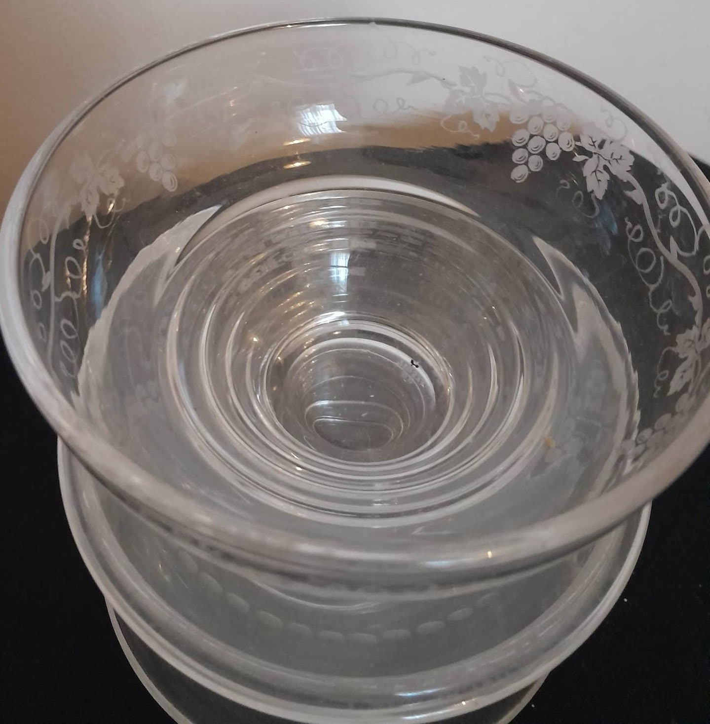 Stuart Crystal Footed Dish Grapes Leaves Etched Design Price for One ...