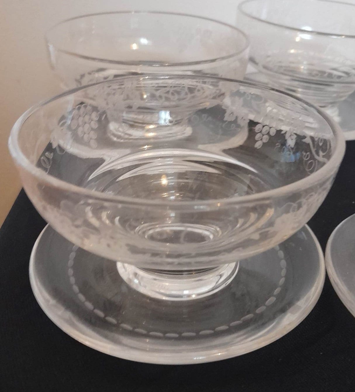 Stuart Crystal Footed Dish Grapes Leaves Etched Design Price for One ...