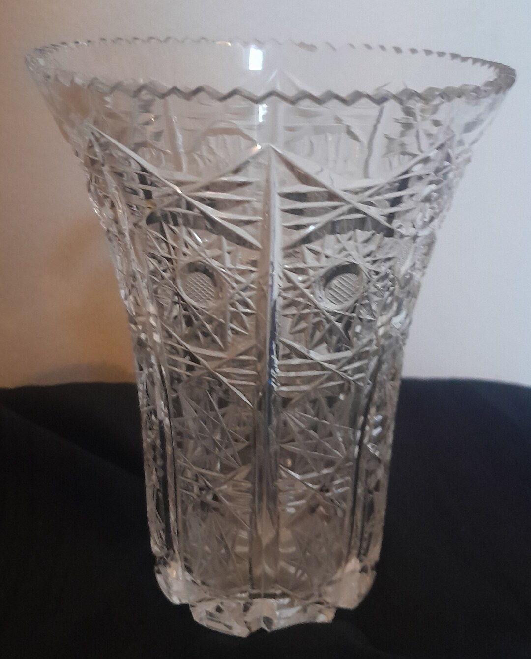 Vintage Bohemia Czech Fine Hand Cut 70s Crystal Vase Stunning Queens ...