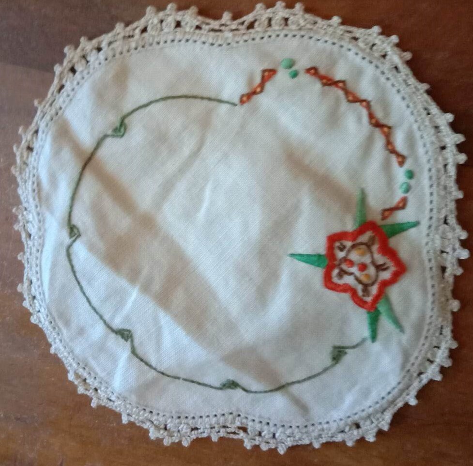 Beautiful 30's/40's Art Deco Doily Set. Funky Orange Yellow Green ...