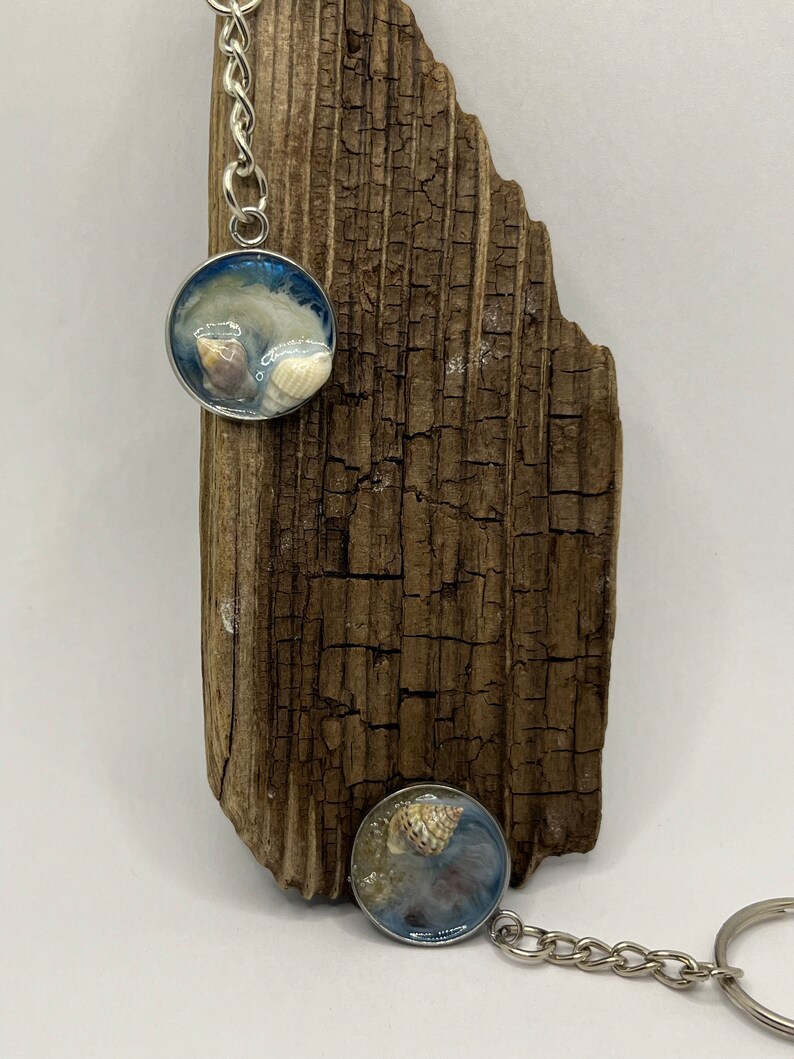 Seashell Beach Keychain Beach Scene Keyring Resin Keychain - Etsy