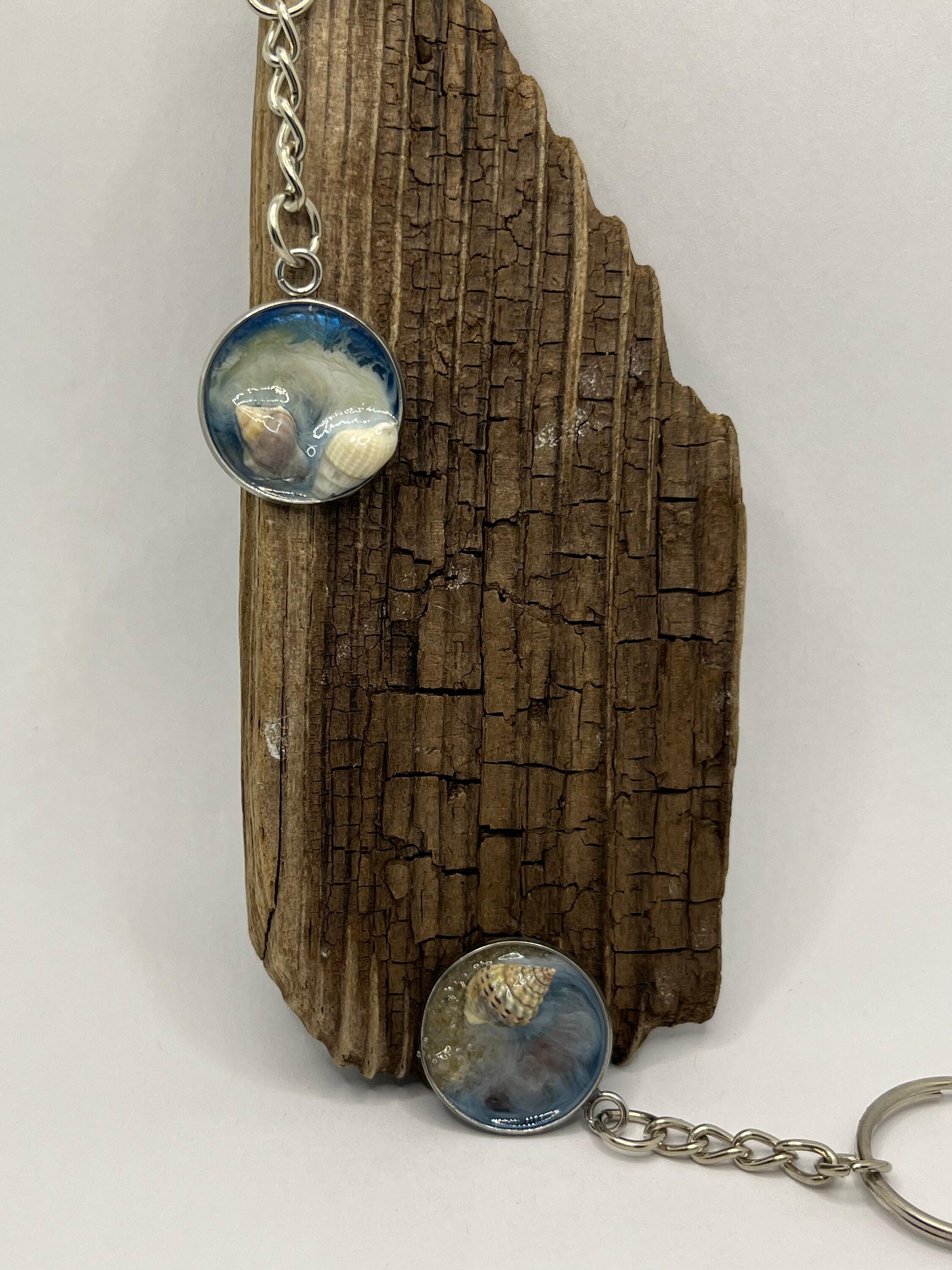 Seashell Beach Keychain, Beach Scene Keyring, Resin Keychain, Pendant ...