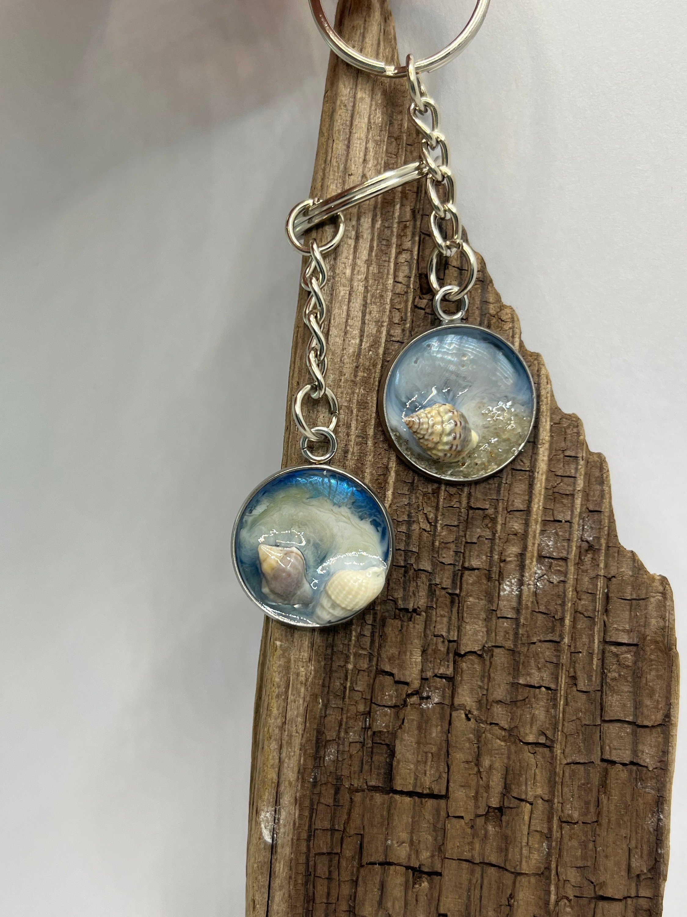 Seashell Beach Keychain Beach Scene Keyring Resin Keychain - Etsy