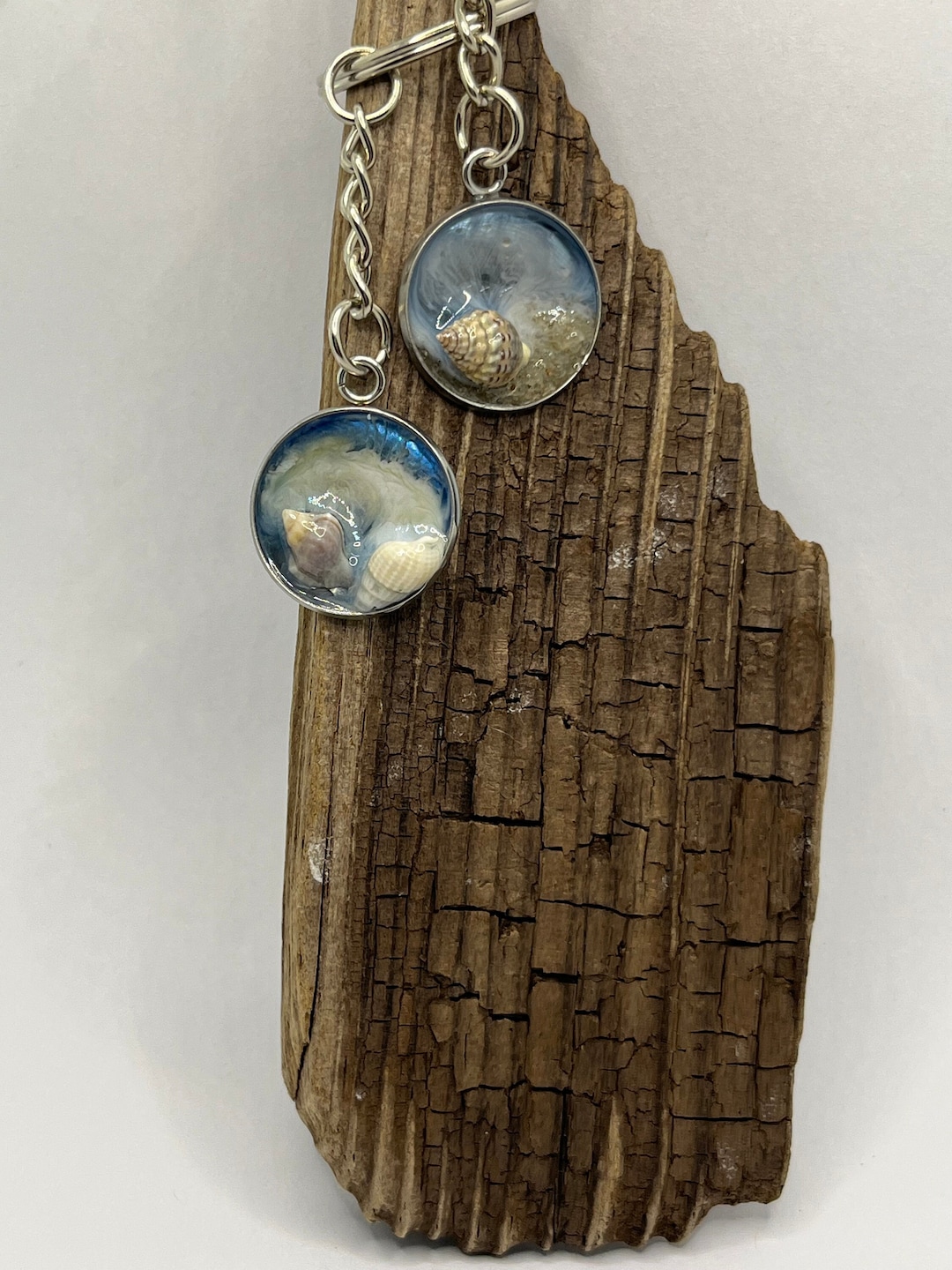 Seashell Beach Keychain, Beach Scene Keyring, Resin Keychain, Pendant ...