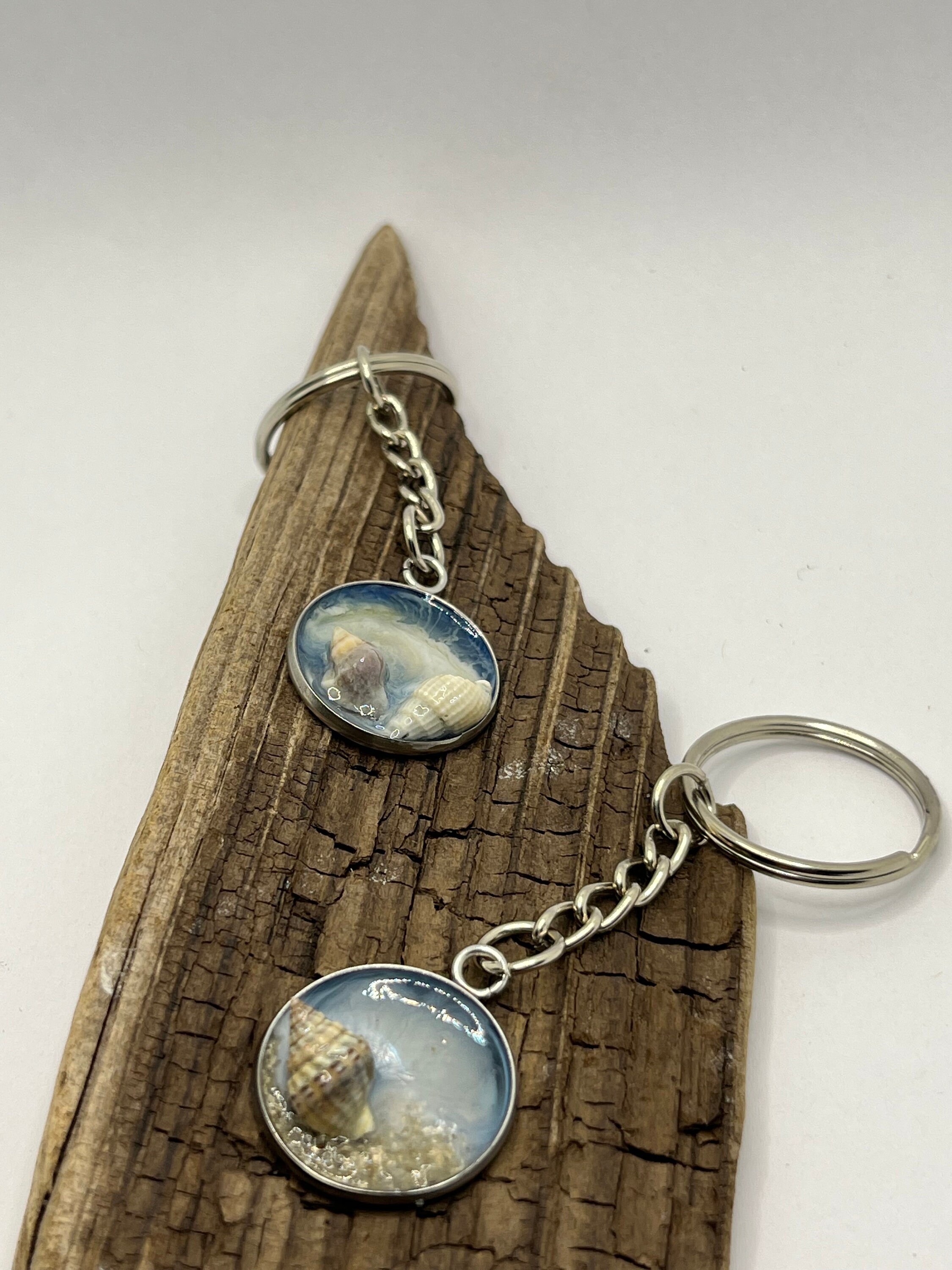 Seashell Beach Keychain Beach Scene Keyring Resin Keychain - Etsy