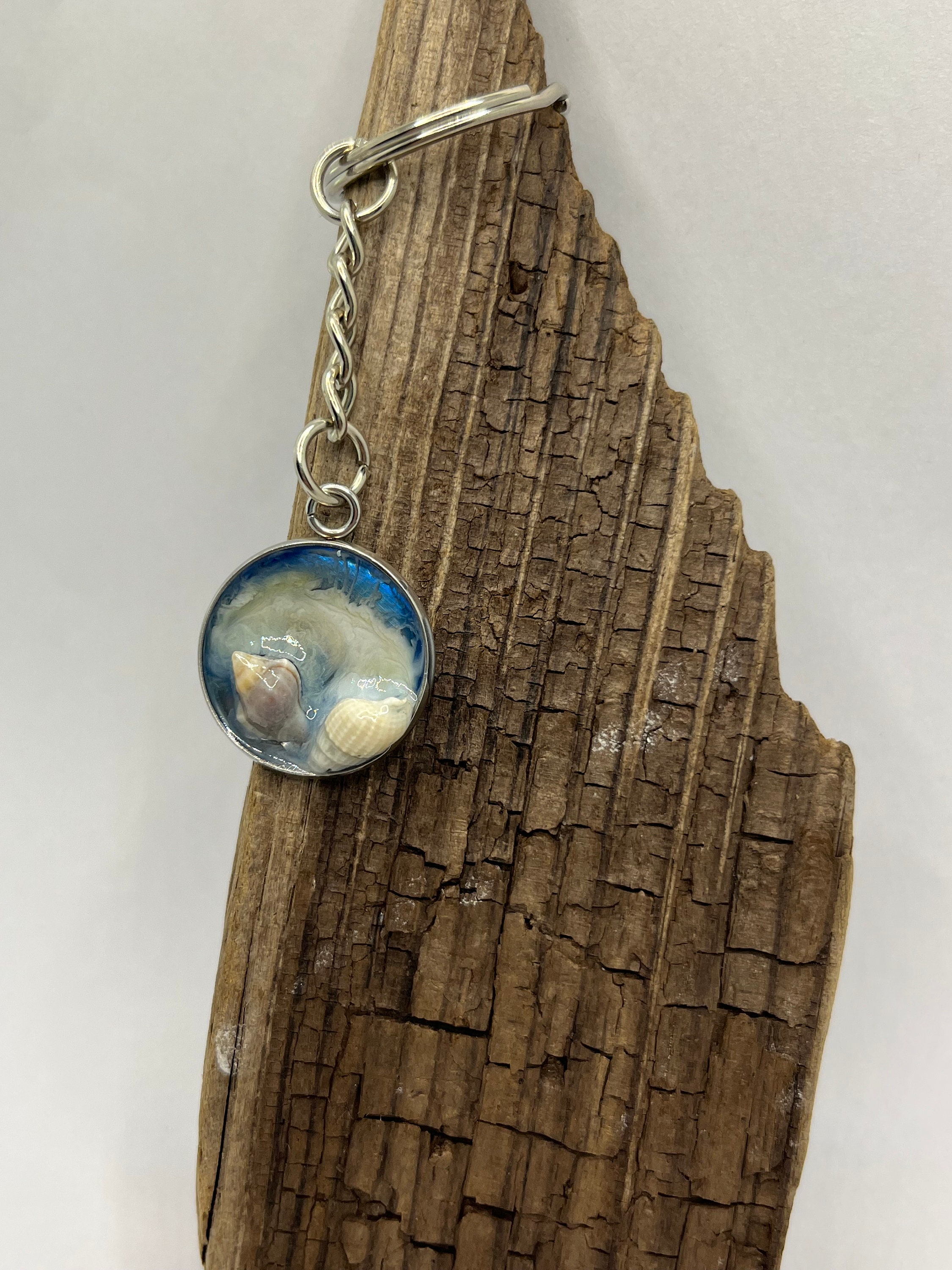 Seashell Beach Keychain Beach Scene Keyring Resin Keychain - Etsy