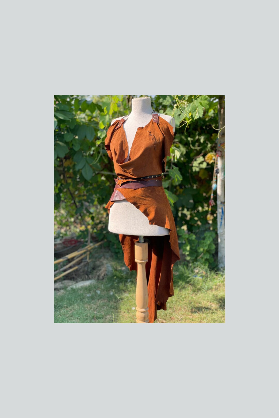 Shaman Woman Costume, Ritual Outfit, Woman Dress, Brown Leather and ...