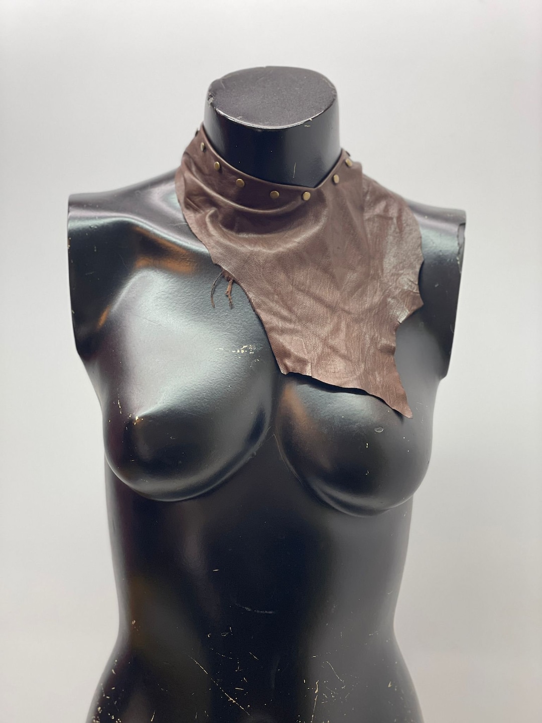 Brown Leather Neck Corset Dark Style Fashion Minimalist Gothic Corset ...