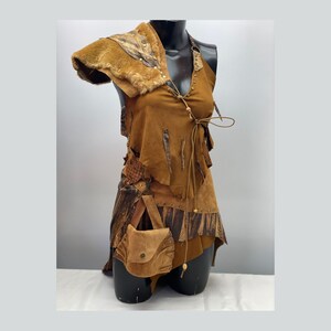 Brown Suede Leather Wild Woman Costume,asymmetrical Leather Skirt ...
