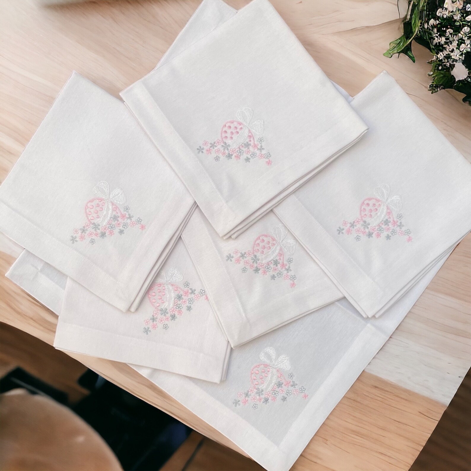 Embroidered Easter Cotton Napkin-easter Egg and Flower Dinner Napkin ...