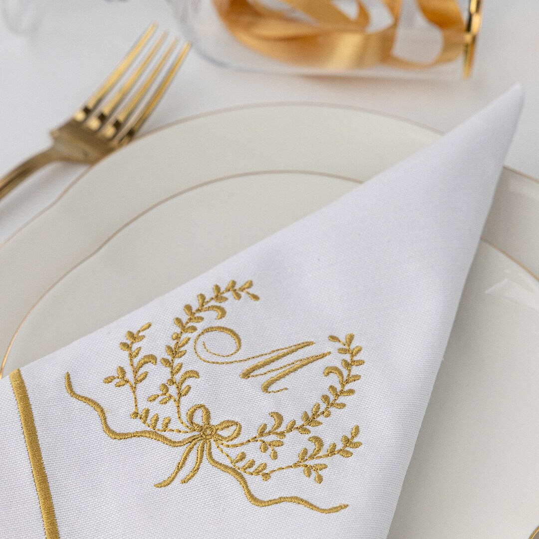 Embroidered Monogrammed Initial Napkin-custom Color Dinner Table Napkin ...