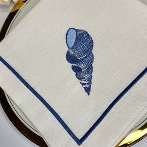 Embroidered Nautical Napkin Set-yatch Decor Cloth Napkins-blue and ...