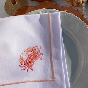Embroidered Nautical Napkin- Seafood Dinner- Beach House Decor - Etsy