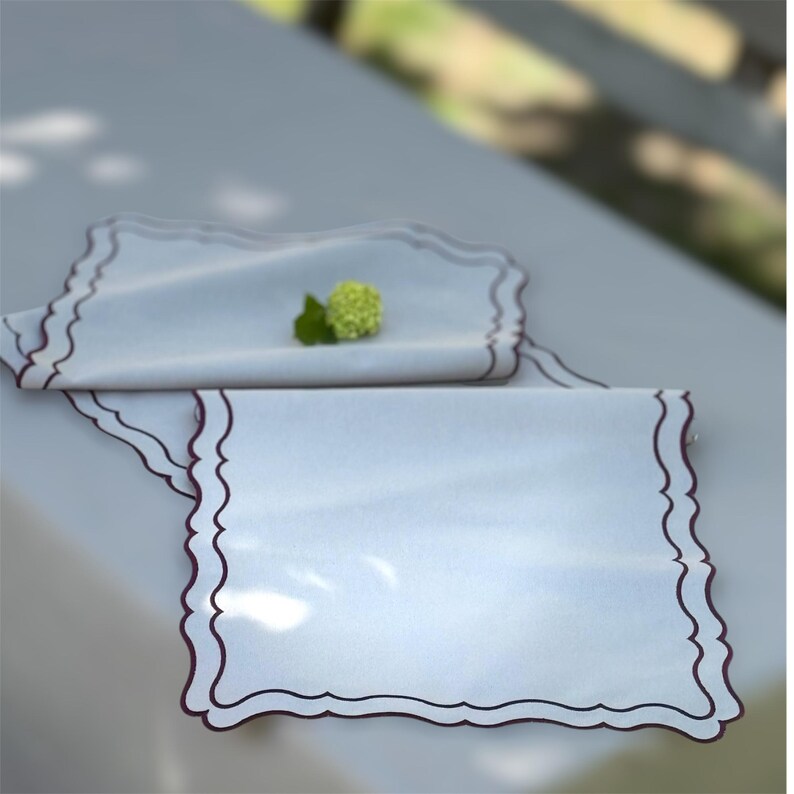 Custom Embroidered Table Runner- Wavy Border- Personalized Colors - Etsy