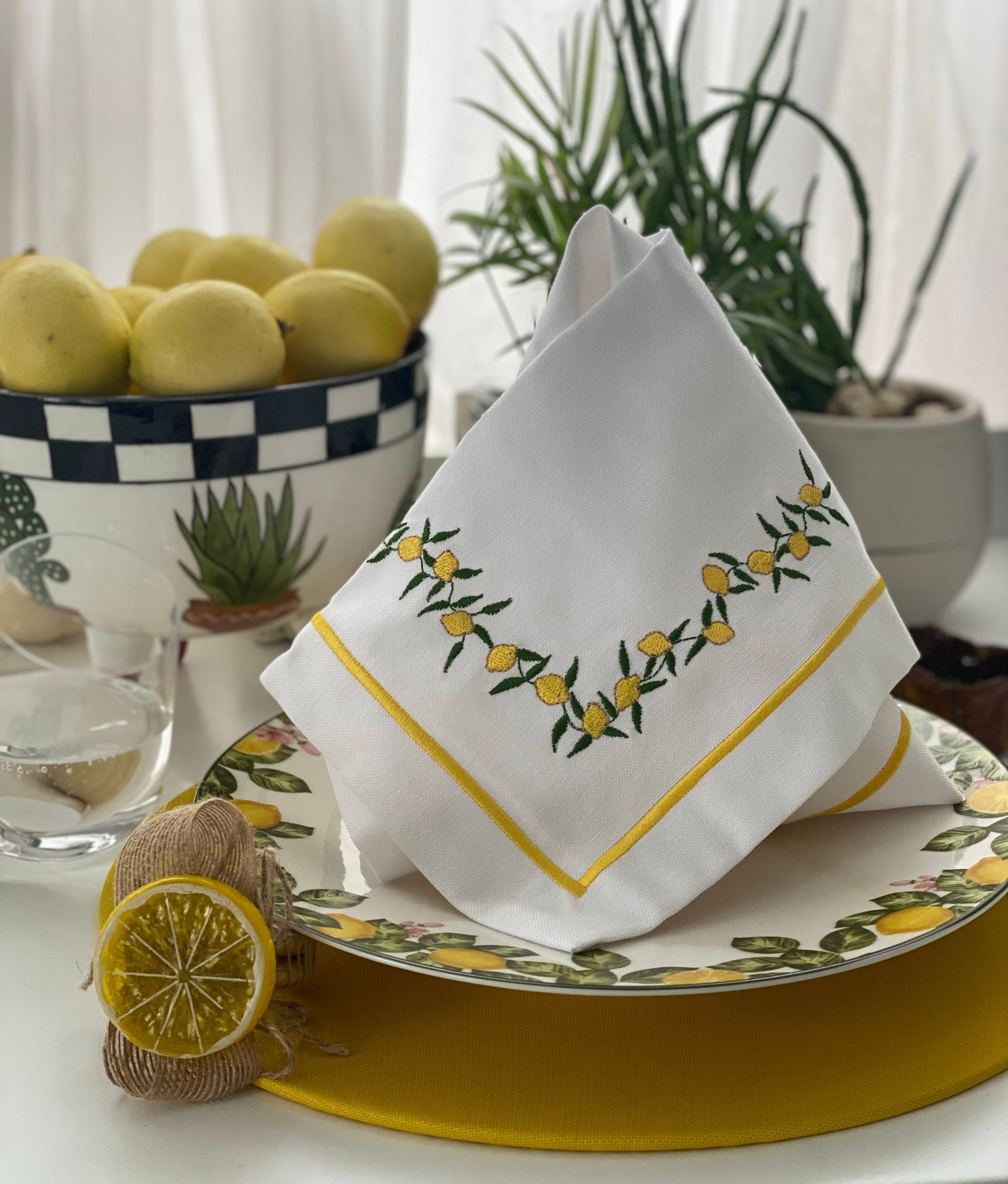 Lemon Fabric Napkins - Etsy