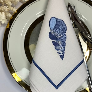 Embroidered Nautical Napkin Set-yatch Decor Cloth Napkins-blue and ...