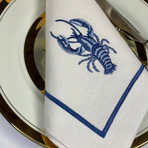 Embroidered Nautical Napkin Set-yatch Decor Cloth Napkins-blue and ...