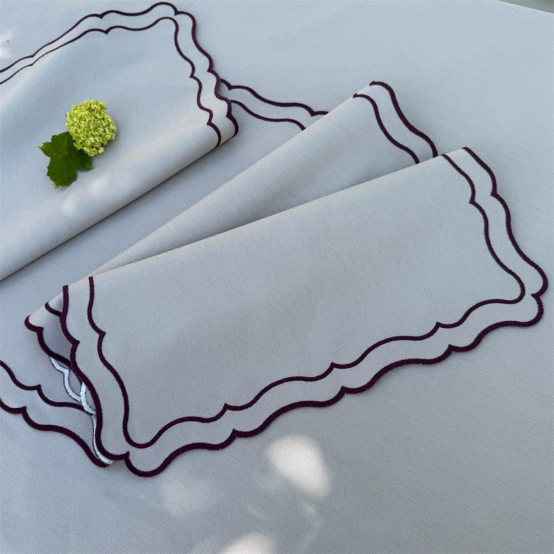 Custom Embroidered Table Runner- Wavy Border- Personalized Colors - Etsy
