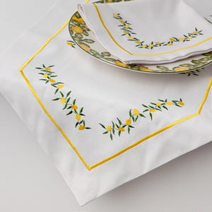 Embroidered Lemon Table Runner-dinner Table Runner-lemon Pattern ...
