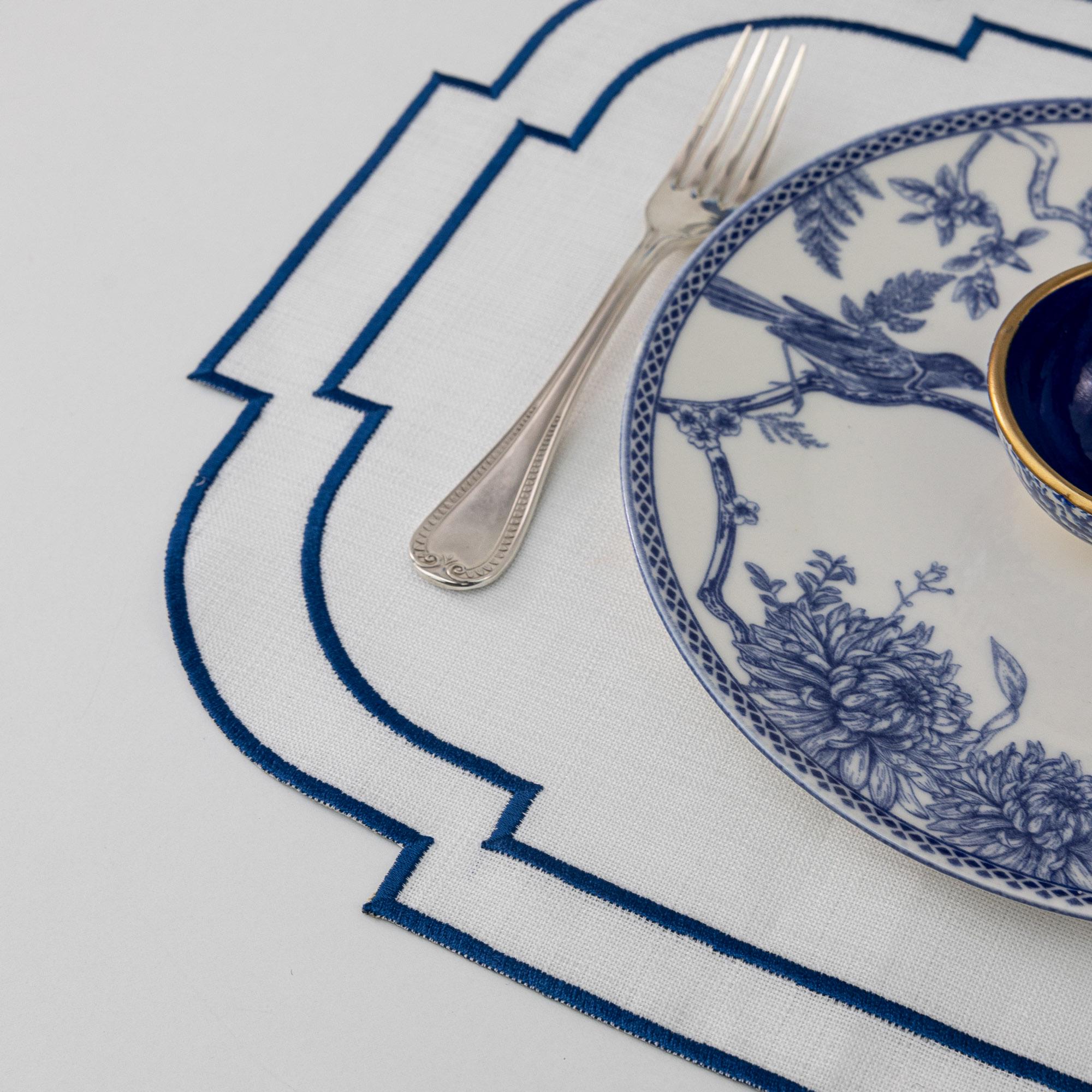Embroidered Linen Placemats- Scalloped Edge - Custom Color Tableware ...