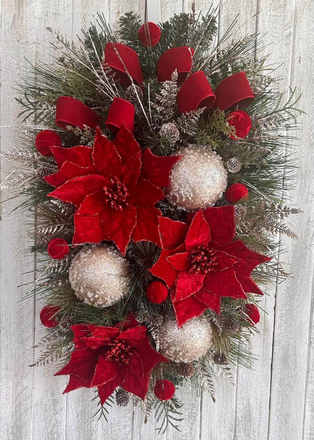 Red Swag, Christmas Swag, Red and Gold Swag - Etsy