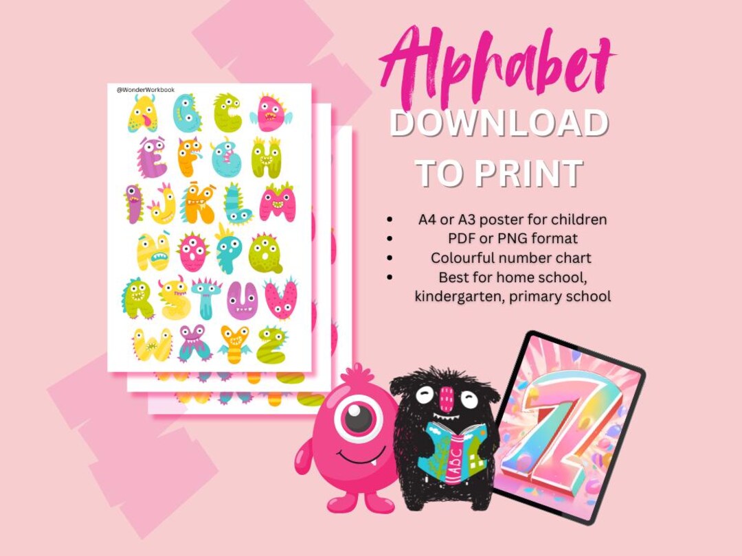 Colourful Monster Alphabet Poster Fun Printable Kids Educational ABC ...