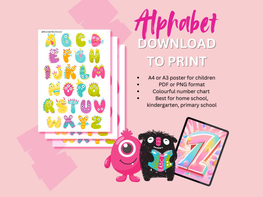Colourful Monster Alphabet Poster Fun Printable Kids Educational ABC ...