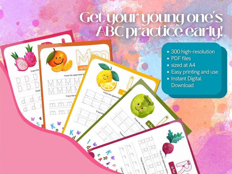 Fun ABC Tracing Worksheets for Kids Vibrant ABC Handwriting Practice ...