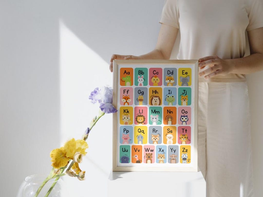 Animal Alphabet Poster for Kids ABC Wall Art Toddler Educational Poster ...