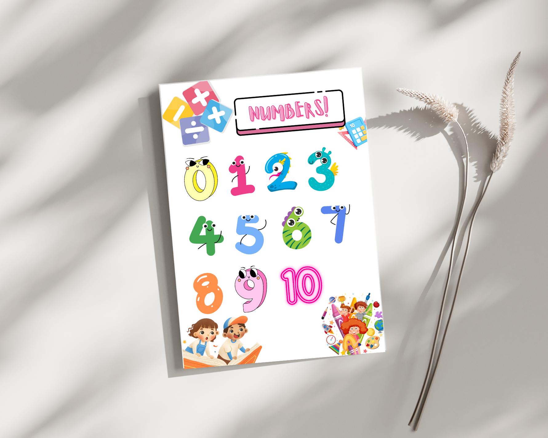 Number Poster 1 to 10 Educational Wall Art for Toddlers Preschool ...