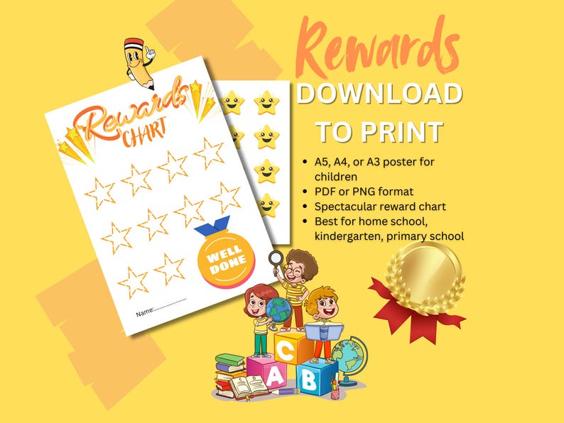 Personalised Star Reward Chart for Kids With Cute Stickers Ideal for ...