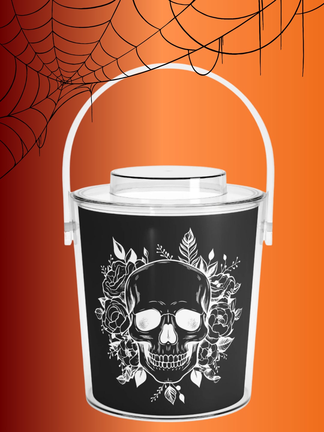 Skull Ice Bucket, Halloween Decor, Spooky Bar Accessories, Black Ice ...