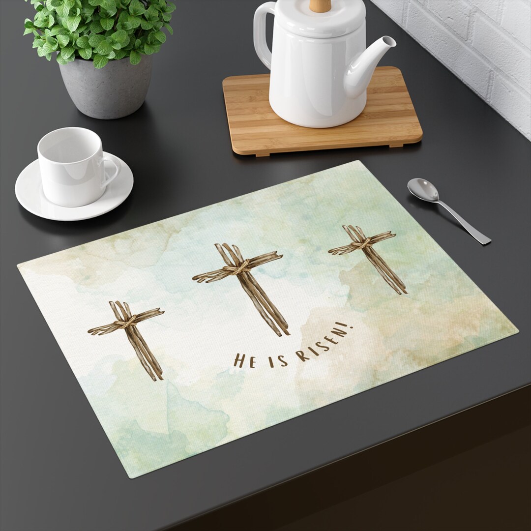 He is Risen Placemat, Easter Placemat, Reglious Table Decor, Easter ...